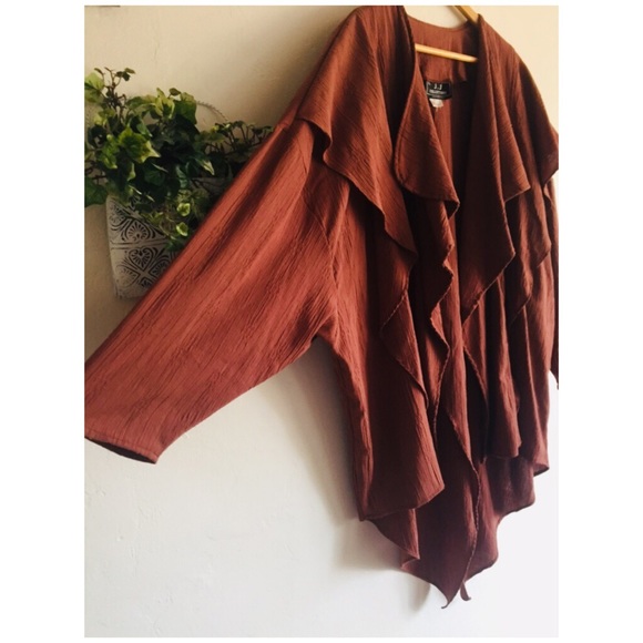 Vintage | Jackets & Coats | Vintage Burnt Orange Layered Flowy Jacket ...
